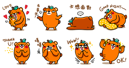 OB Design ★ Orange Bear + Animated LINE WhatsApp Sticker GIF PNG