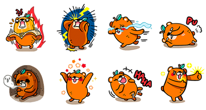 OB Design ★ Orange Bear + Animated LINE WhatsApp Sticker GIF PNG