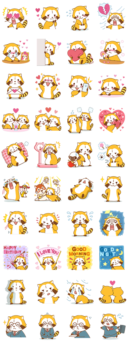 LOVE ☆ RASCAL And Friends LINE WhatsApp Sticker GIF PNG