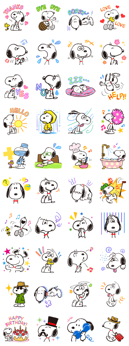 SNOOPY ★ FUNNY FACES LINE WhatsApp Sticker GIF PNG