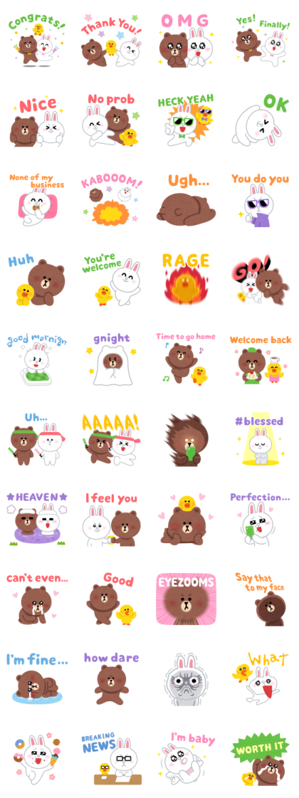 Irasutoya × BROWN LINE WhatsApp Sticker GIF PNG